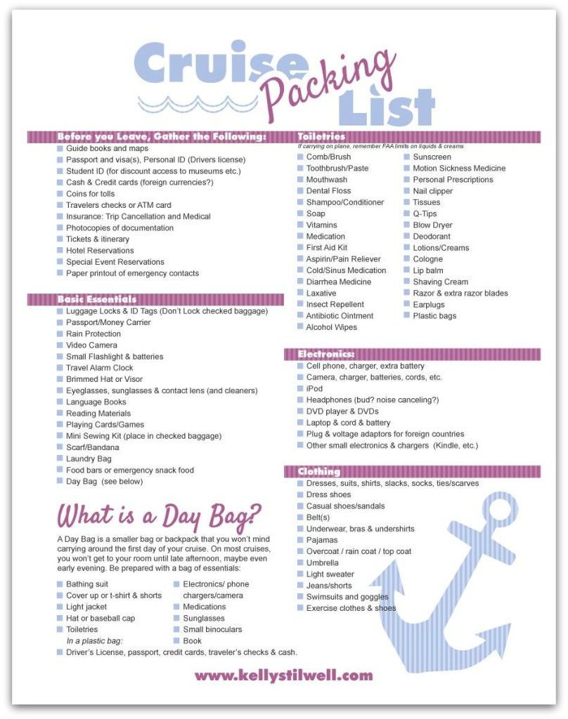 Cruise Packing List Printable Tips To Help You Pack Food Fun