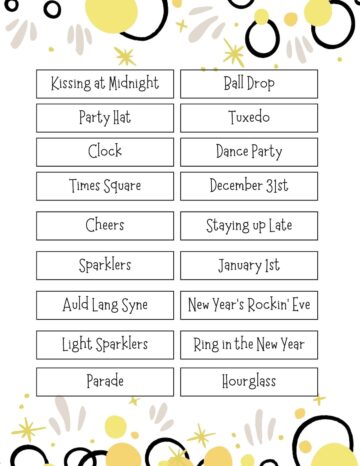 Printable New Year's Eve Games - Food Fun & Faraway Places