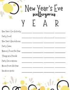 Printable New Year's Eve Games - Food Fun & Faraway Places