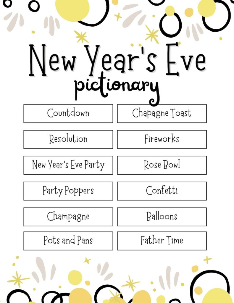 Printable New Year's Eve Games - Food Fun & Faraway Places